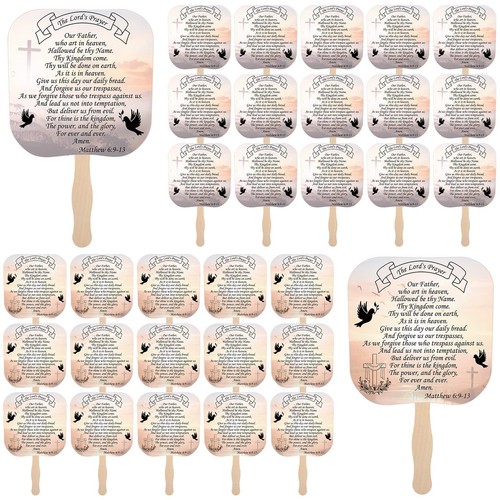 Qeeenar 50 Pcs Christian Church Fans Religious Handheld Fan the Lord's ...