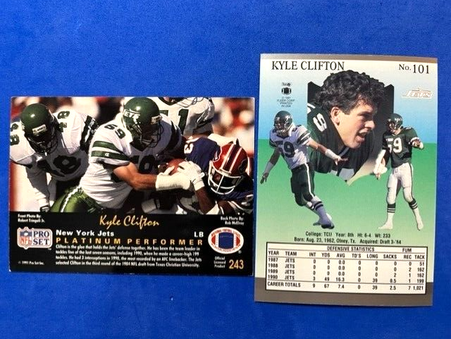 NFL - Kyle Clifton 1991 Pro Set Platinum & 1991 Fleer Ultra Football ...