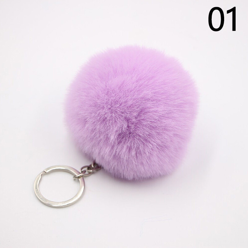 Soft Fur Fluffy Ball Keychain PomPom Key Chains Keyring Charms Handbag ...