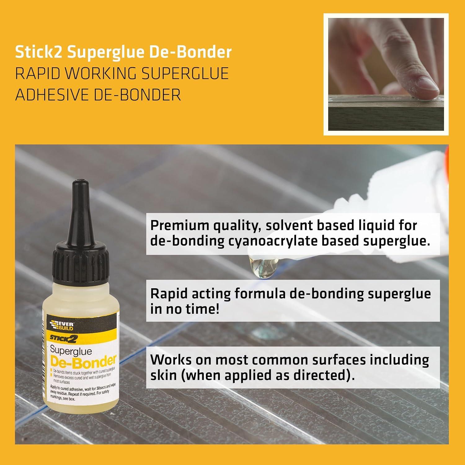 Super Glue DeBonder Remover Everbuild SuperGlue Cleaner 2 x 20ml ...