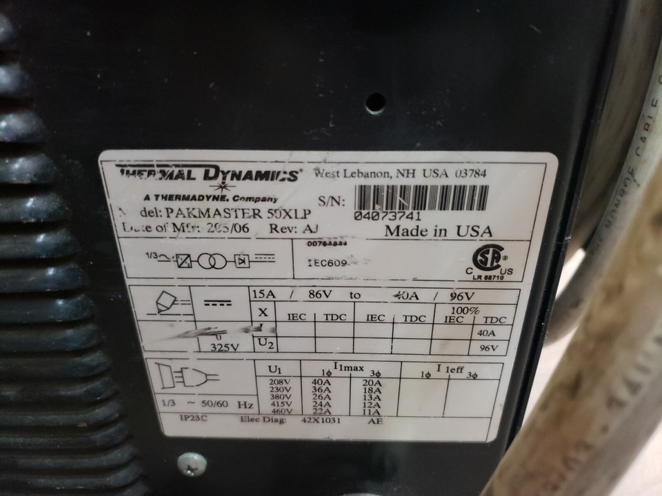 Thermal Dynamics Pak Master 50 XL Plus Plasma Cutter - MAKE OFFER | eBay