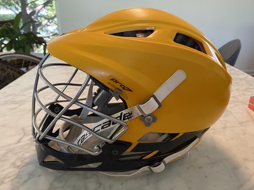 Cascade Pro 7 Lacrosse Helmet Yellow Black LAX with Chin Strap Great ...