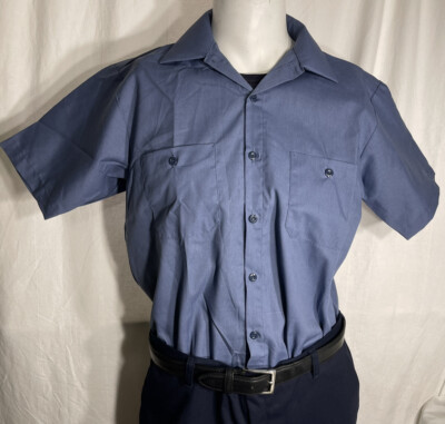 New Cintas Comfort Flex 935-19 Short Sleeve Blue Large Button Up Work ...