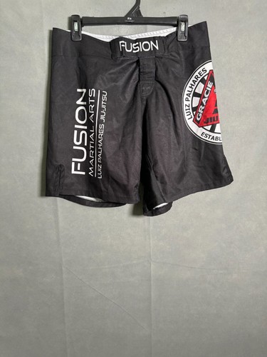 Fusion Shorts Martial Arts MMA BJJ Jiu Jitsu White/Black Cage M Logo | eBay