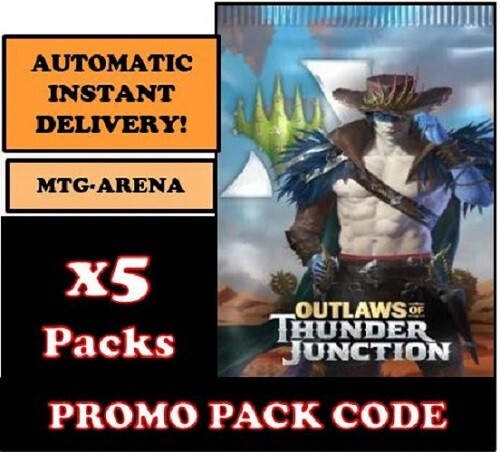 MAGIC MTG ARENA CODE CARD OUTLAWS THUNDER JUNCTION 5 BOOSTER PACKS ...