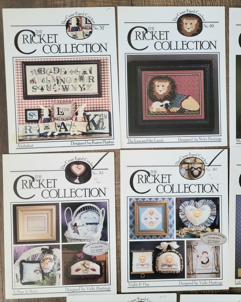 Lot of 8 THE CRICKET COLLECTION CROSS STITCH PATTERN BOOKLETS | eBay