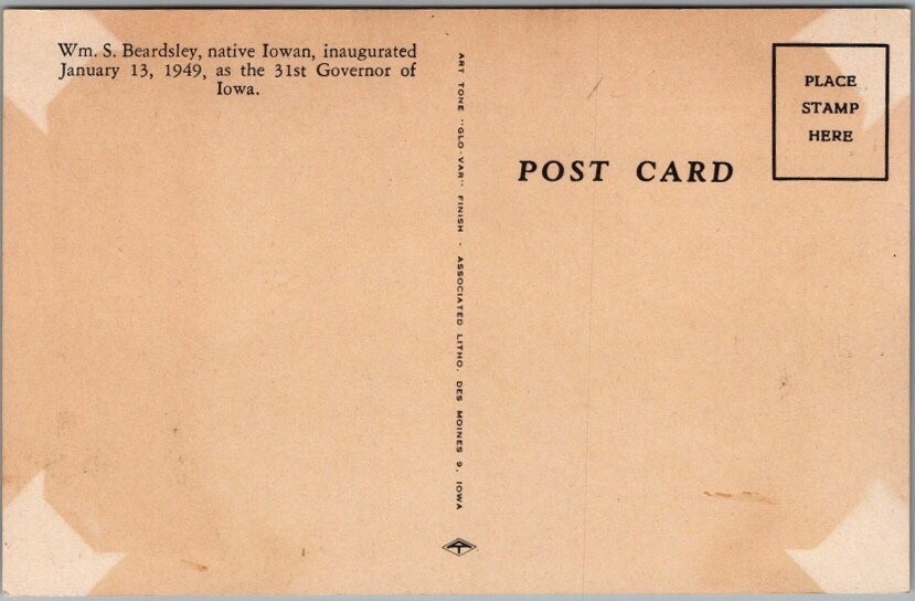Vintage 1950s Des Moines IOWA State Capitol Postcard Governor William ...