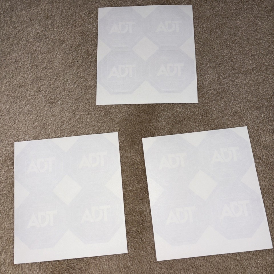 12 ADT Home Security Stickers For Door/window Decal 3 Sheets Of 4 ...