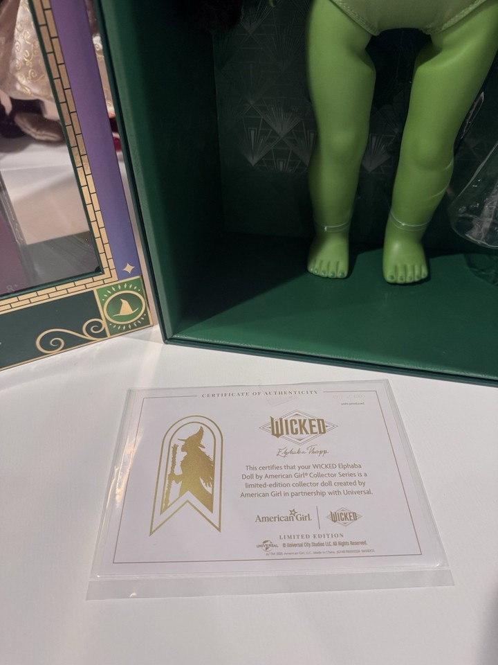 AMERICAN GIRL WICKED ELPHABA DOLL Nude + POPULAR PAJAMAS SET-COLLECTOR ...