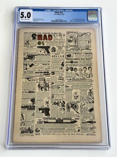 Mad #21 CGC 5.0 1st Alfred E. Neuman On Cover E.C. Comics 1955 Key Hot ...