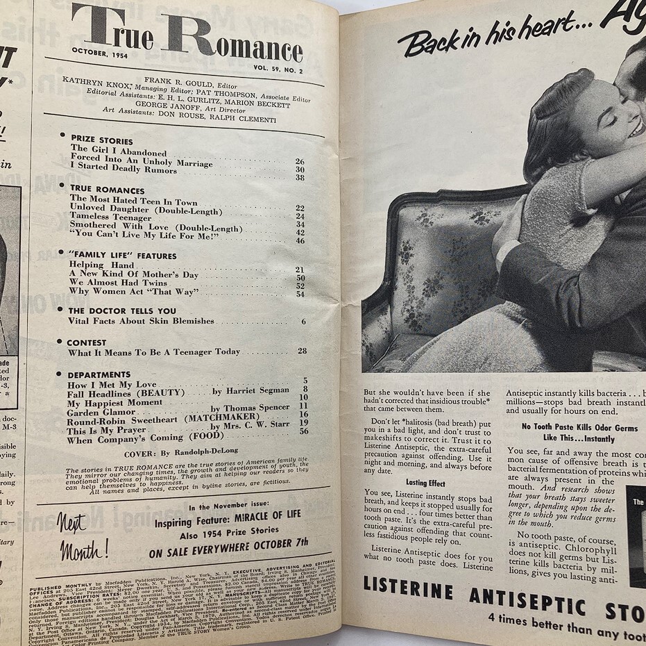 VTG True Romance Magazine October 1954 Vol 59 #2 Unholy Marriage No ...