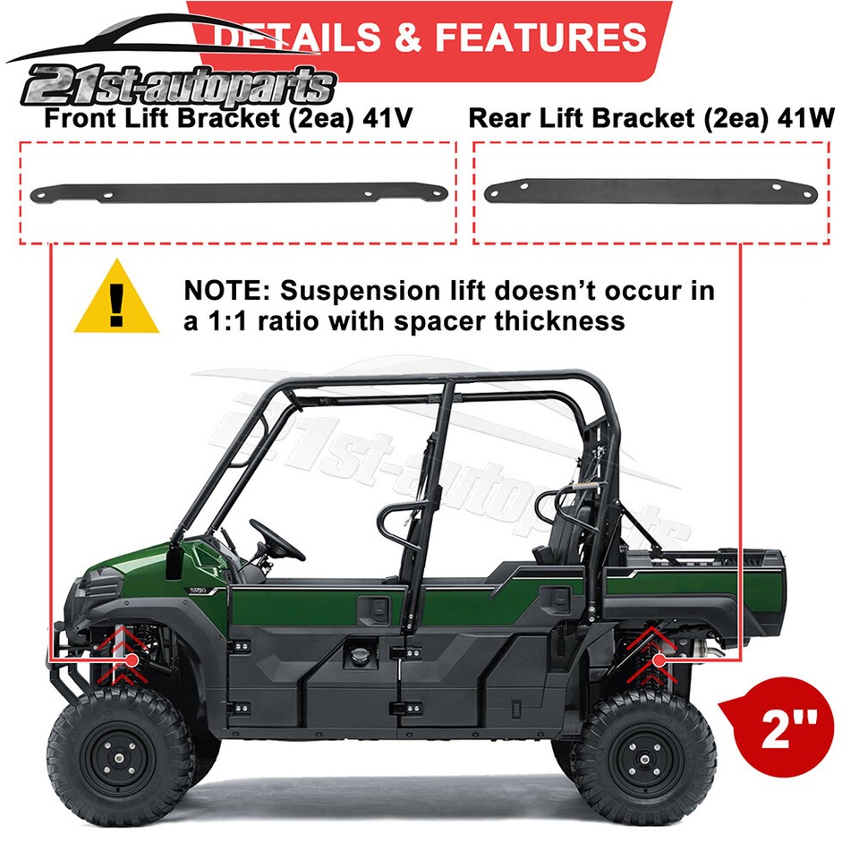 Heavy-Duty 2" Lift Full Kit Clearance For Kawasaki Mule PRO DX/DXT/FX ...