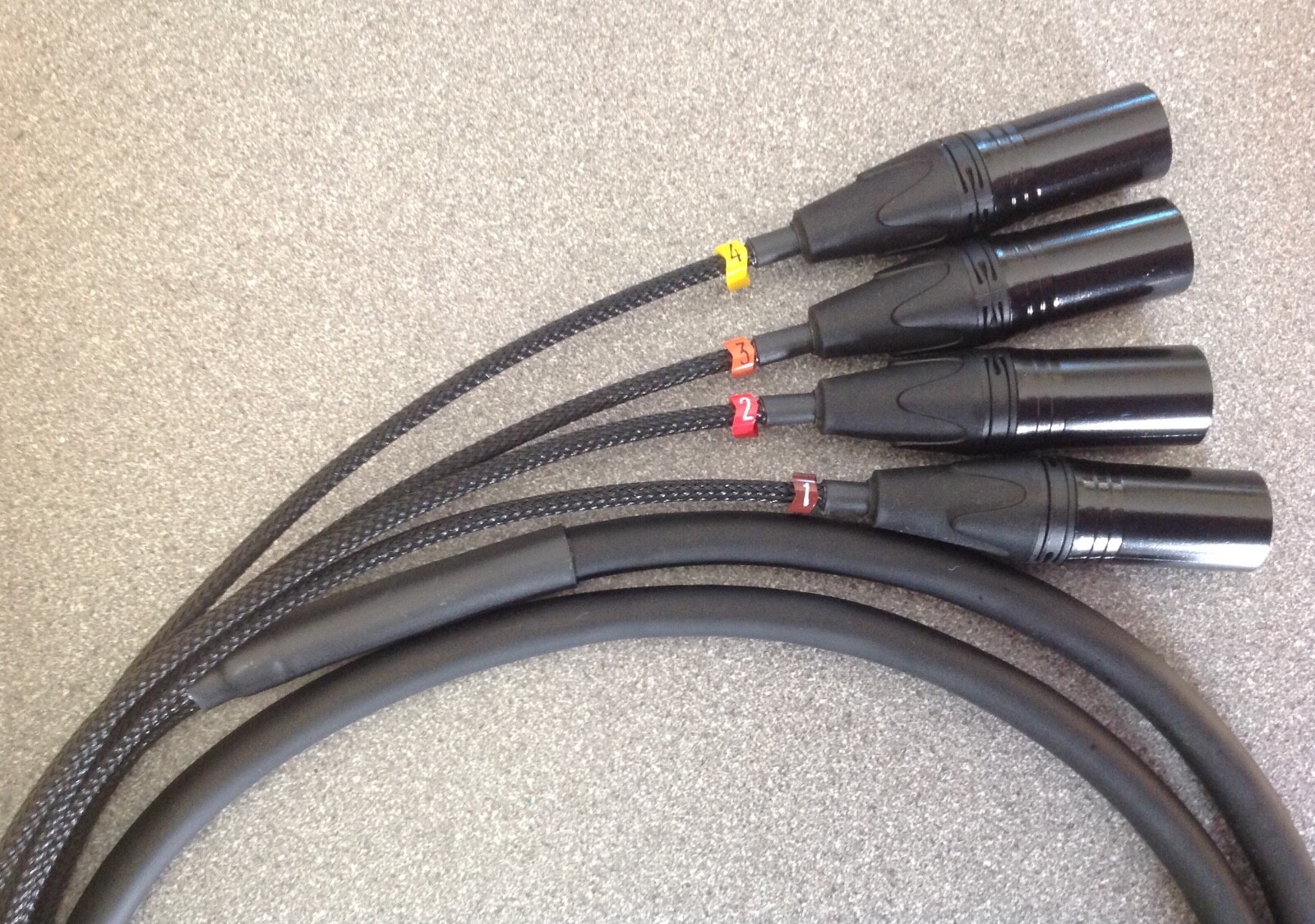 4 Way XLR Loom 2m - Black & Gold XLR's - Very High Quality Flexible ...