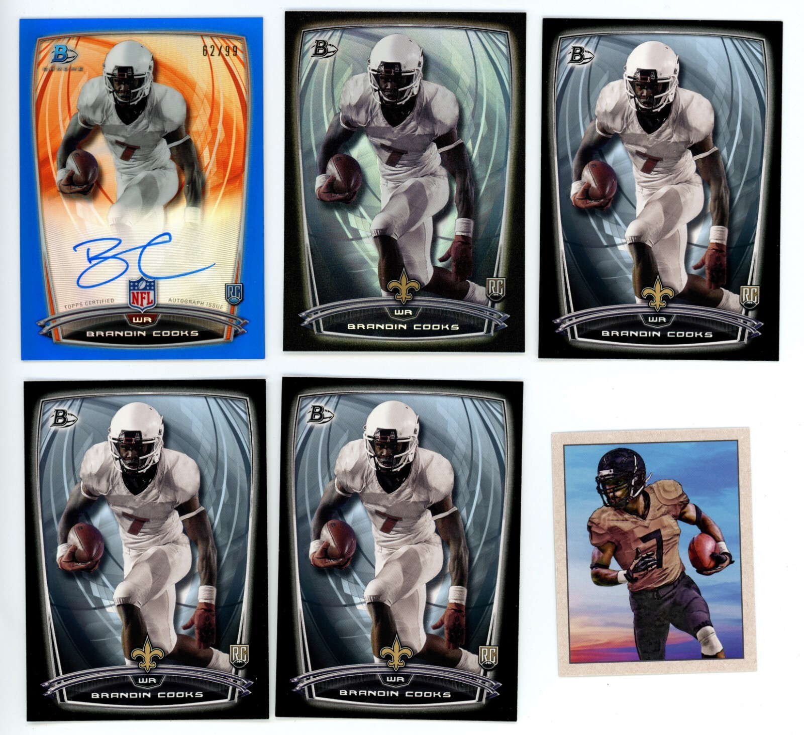 2014 Bowman Chrome Blue Refractor Brandon Cooks RC Auto 62/99 #35, 12 ...