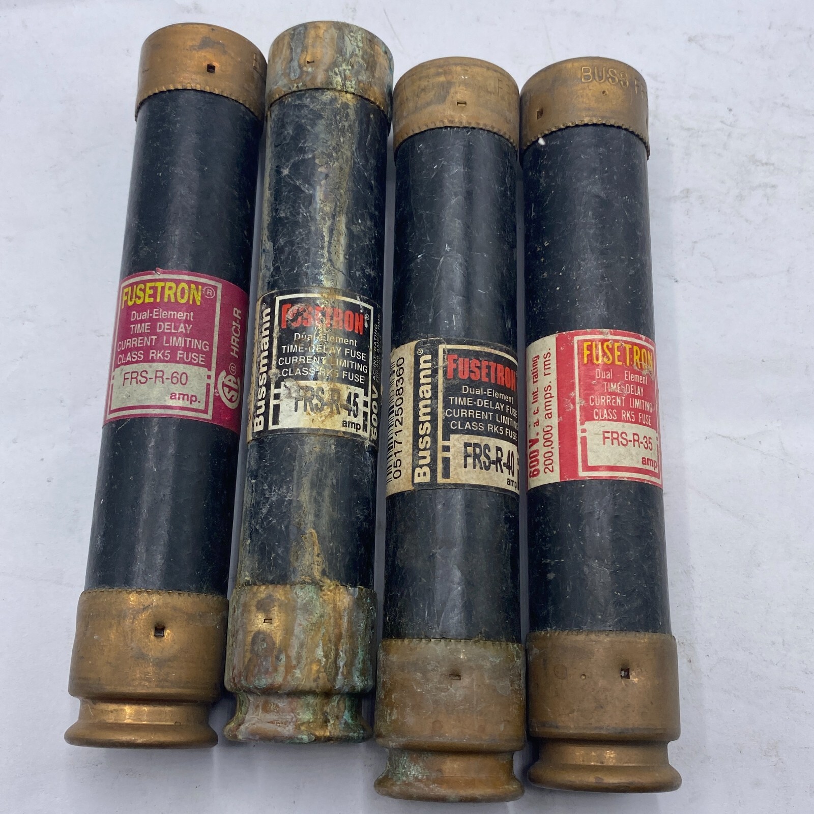 LOT OF 4 ASSORTED FUSETRON TIME DELAY FUSE FRS-R-60,FRS-R-45, FRS-R-40 ...