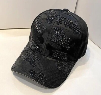 New Luxury Fashion Rhinestones Decoration Baseball Cap Snapback Black Hat | eBay