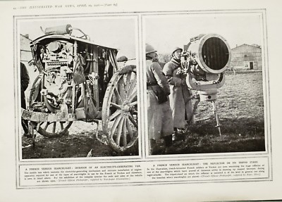 1916 WWI WW1 PRINT FRENCH VERDUN SEARCHLIGHT REFLECTOR TRIPOD STAND ...