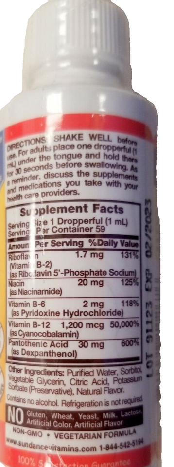 Sundance B COMPLEX Liquid + B12 1200 mcg 2oz Natural Berry Flavor __ | eBay