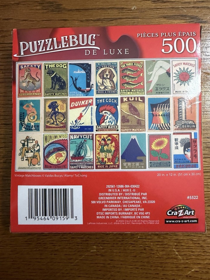 NEW Puzzlebug Deluxe Jigsaw Puzzle 500pc Vintage Matchbox Covers ...