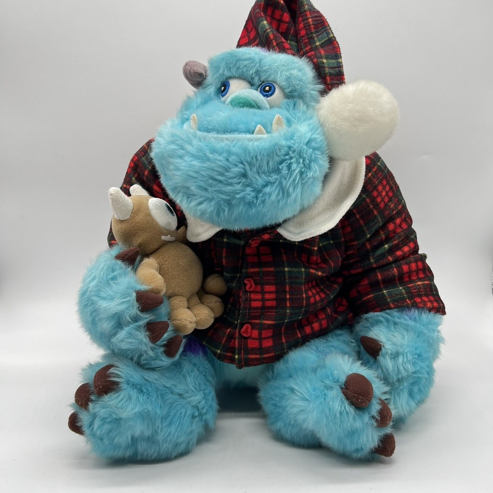 Disney Store Holiday Morning Sully Plush Plaid Pajama Shirt Santa ...