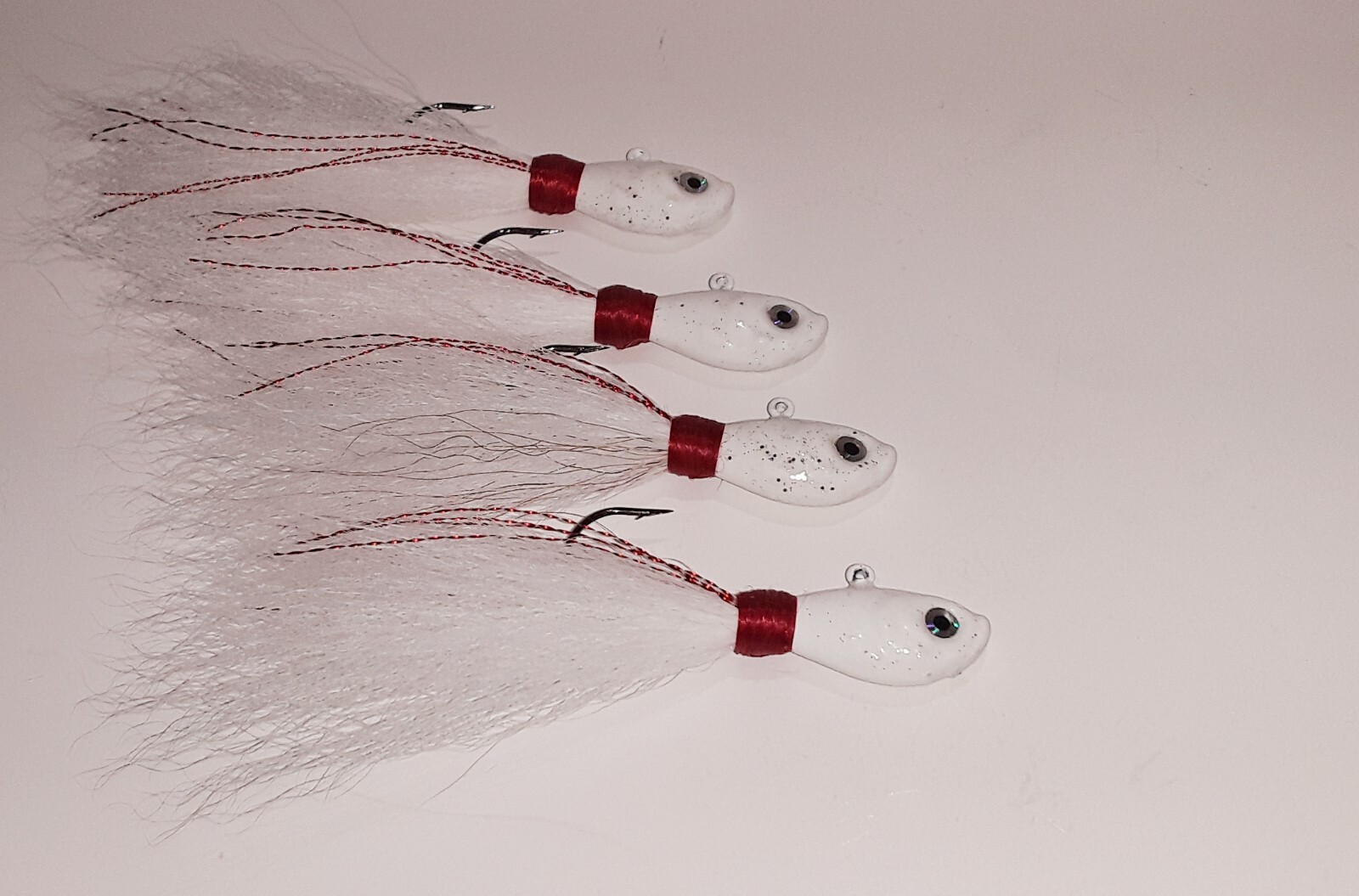 4 Ol' Red Neck Bucktail Hair Jigs 1/4 oz for Bass, Northern, Stripers ...