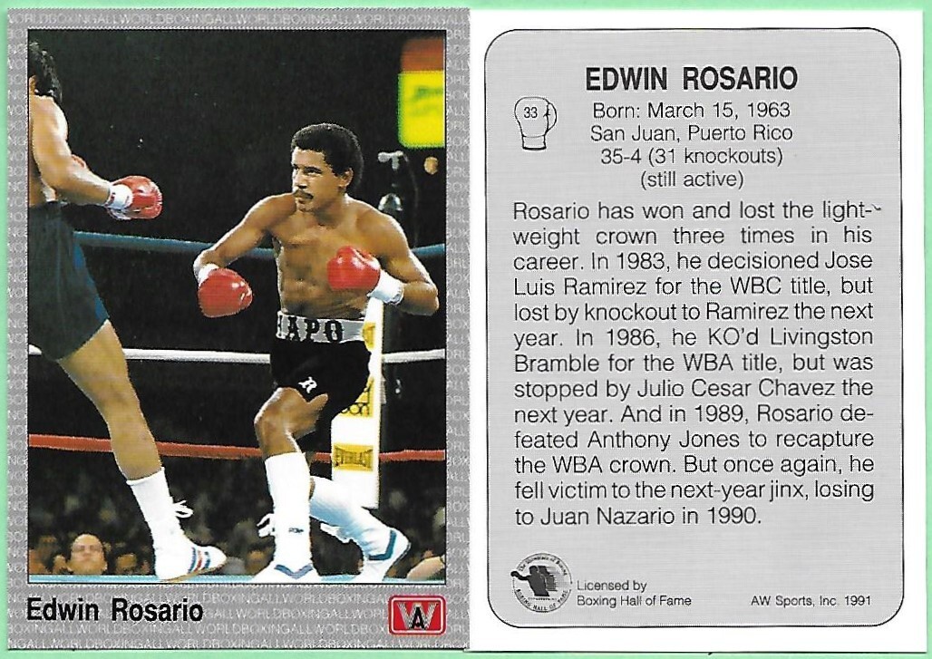 1991 AW Sports All World Boxing Edwin Rosario #33 | eBay