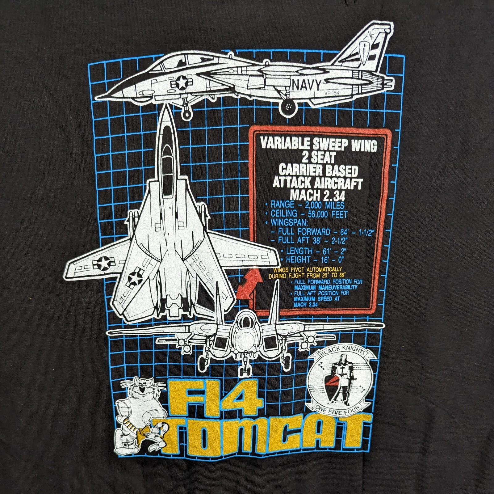 Vtg 90s F-14 Tomcat Fighter Jet Top Gun Double Sided … - Gem