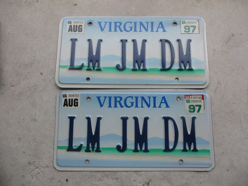 Virginia 1997 license plate pair # LM JM DM | eBay