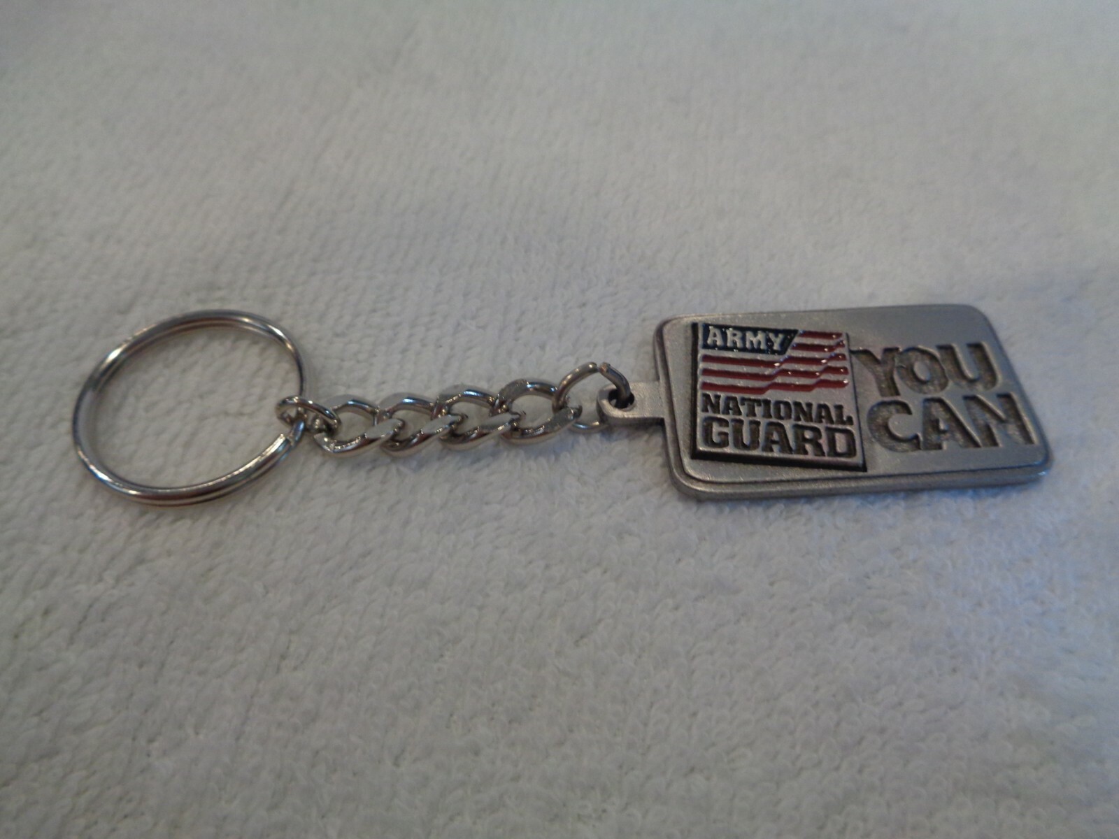 ARMY NATIONAL GUARD Keychain Solid Stainless Steel Recruitment Vintage ...