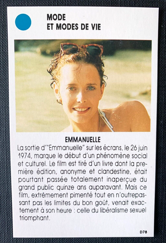 RARE MOVIE STAR EMMANUELLE SYLVIA KRISTEL ROOKIE CARD FRENCH EDITION | eBay