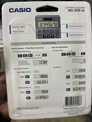 Casio MS-80B 8-Digit Battery & Solar Basic Calculator Silver (MS80B-SR ...