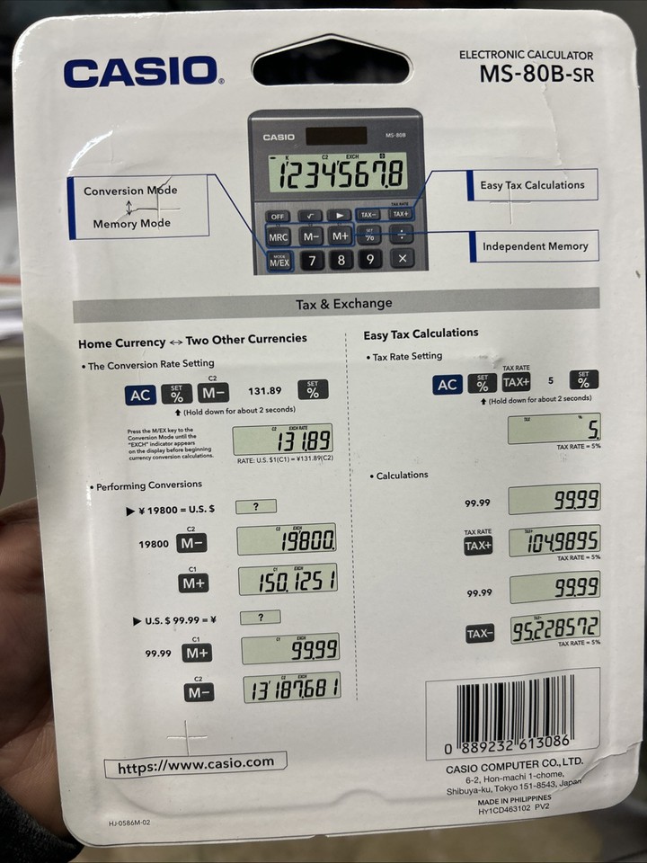 Casio MS-80B 8-Digit Battery & Solar Basic Calculator Silver (MS80B-SR ...