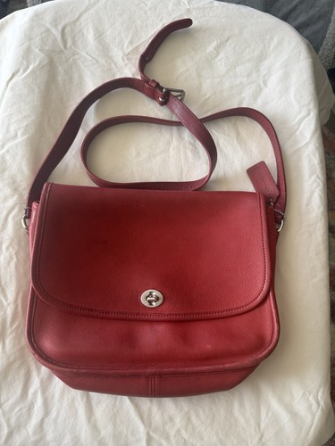 Red Coach Leather Shoulder Bag - Some Damage - Read Description | eBay