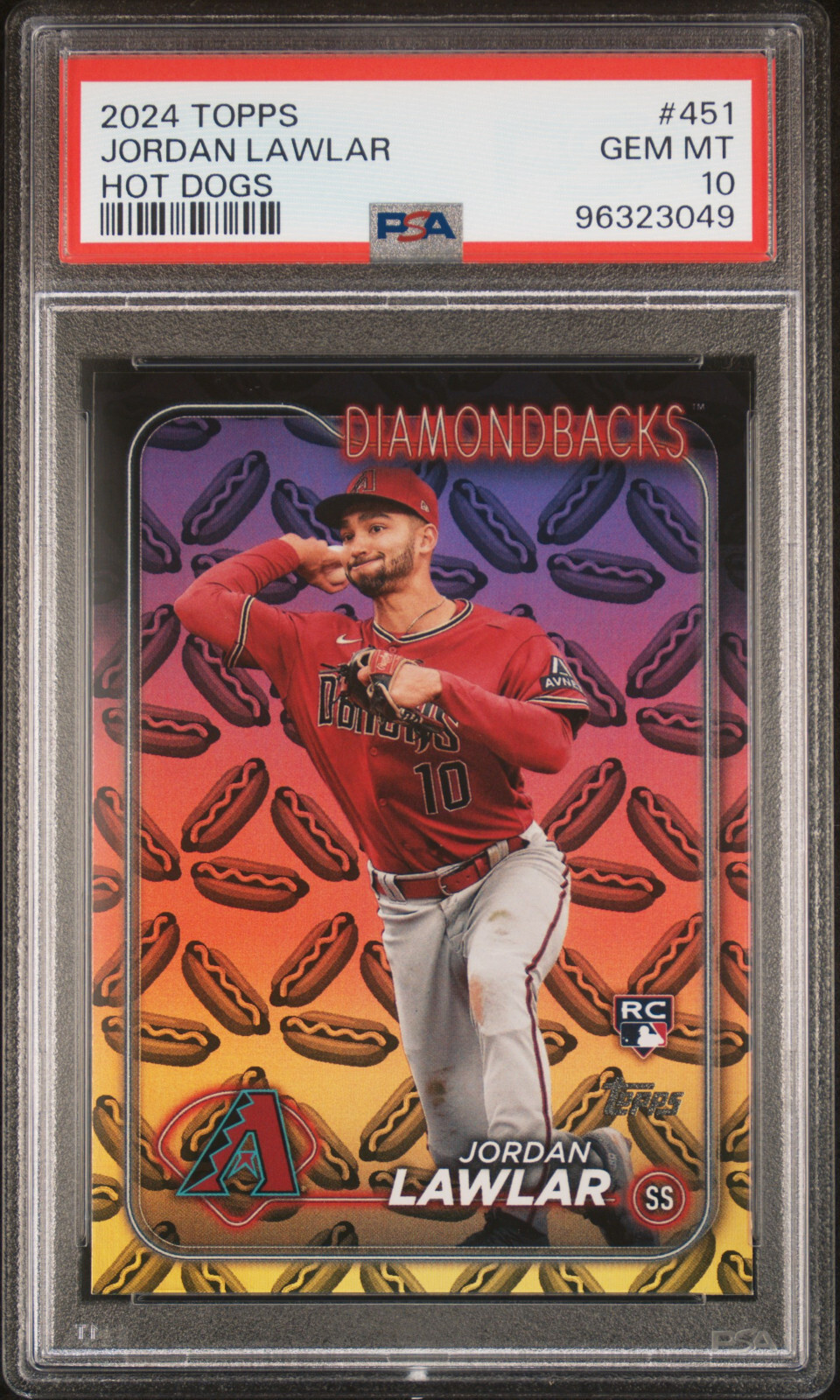 2024 Topps Jordan Lawlar Rookie Rc #451 Hot Dogs SP Diamondbacks PSA 10 ...