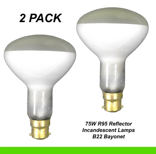 2 x 75W Incandescent R95 Reflector Light Globes Bulbs Bayonet B22 BC | eBay