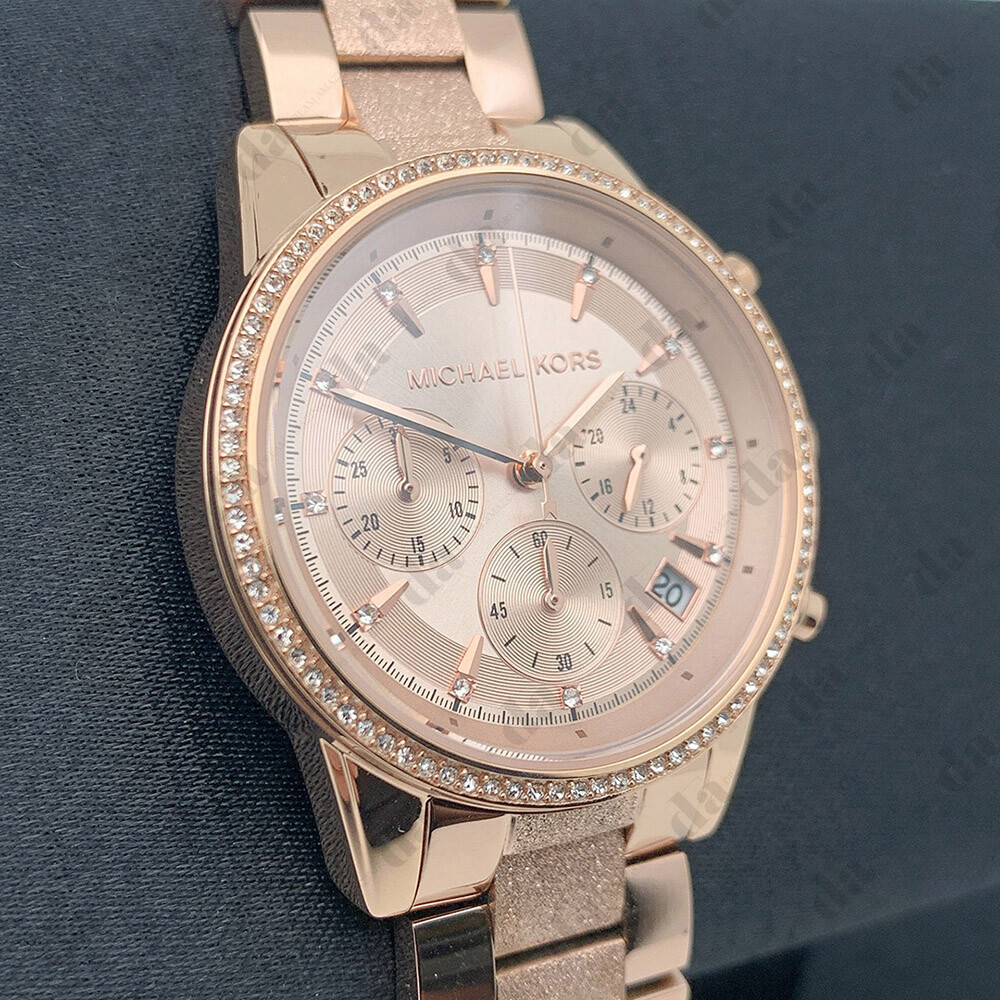 Michael Kors MK6598 Women's Ritz Chronograph Rose Gold Stainless Steel ...