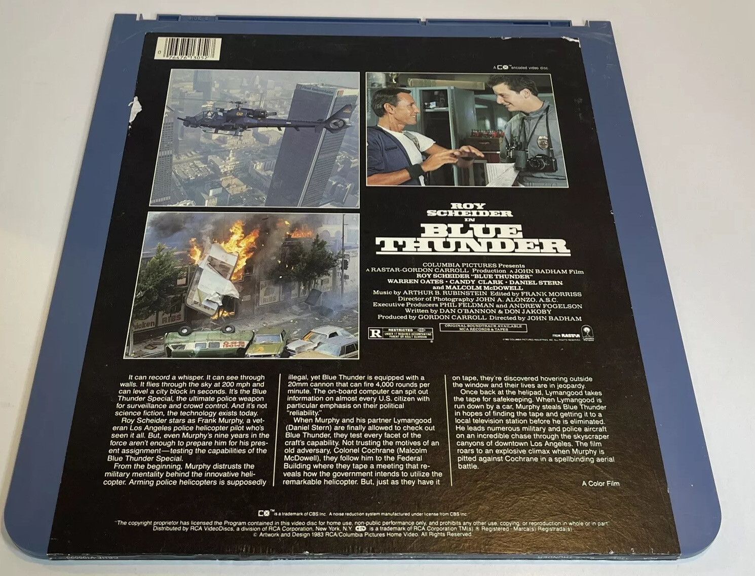 Blue Thunder CED Video Disc 1983 Action Movie Roy Schneider RCA ...