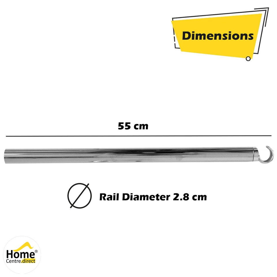 Shower Curtain Rail Ceiling Support 55cm Length Corner Rail Rod Bath ...