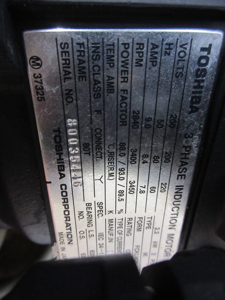 TOSHIBA EBARA BROTHER EDM COOLANT PUMP 25VTP14/18 62.2 PX717037.4 ...