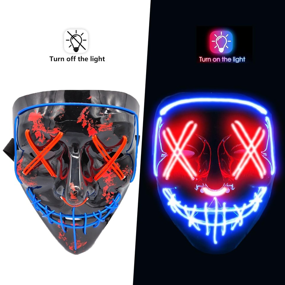 LED Halloween Mask - Light Up Mask LED Masks EL Wire Scary Mask for ...