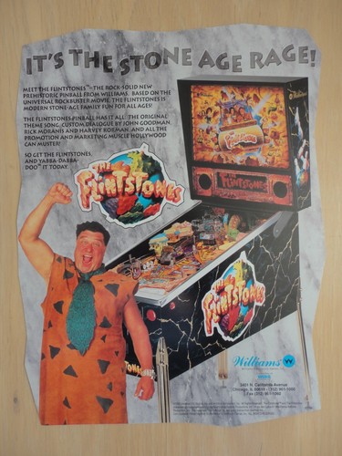 The Flintstones Pinball Machine Flyer Williams Original Brochure | eBay