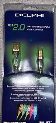 Delphi USB 2.0 Lighted Device Cable (10ft. GREEN -*NEW*) | eBay