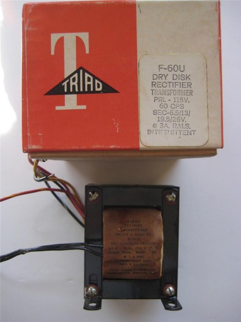 Vtg Triad F-60u Dry Disk Rectifier Transformer 115v 60 CPS 3a RMS 1500v ...