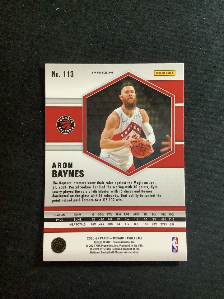 Aron Baynes 2020-21 Panini Mosaic Gold Wave Prizm #113 Raptors | eBay