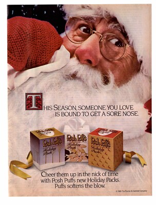 vintage 1980s mag print ad Posh Puffs Tissues Santa Claus Christmas ...