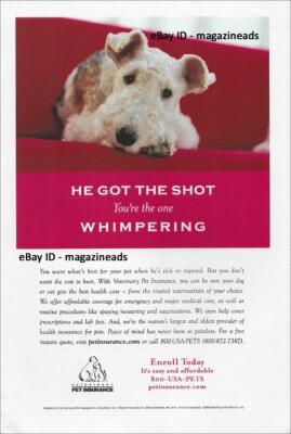VETERINARY PET INSURANCE 1-Page MAGAZINE PRINT AD 2004 WIRE FOX TERRIER ...