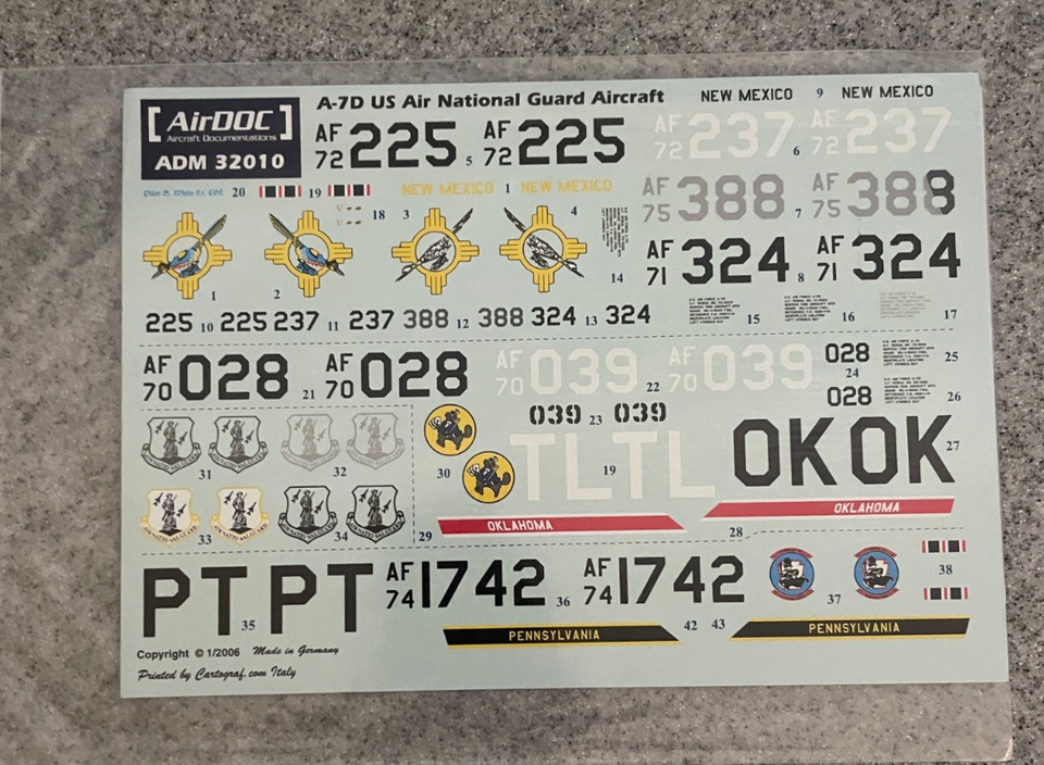 1:32 AirDoc Decals A-7D Corsair II US Air National Guard for Trumpeter ...