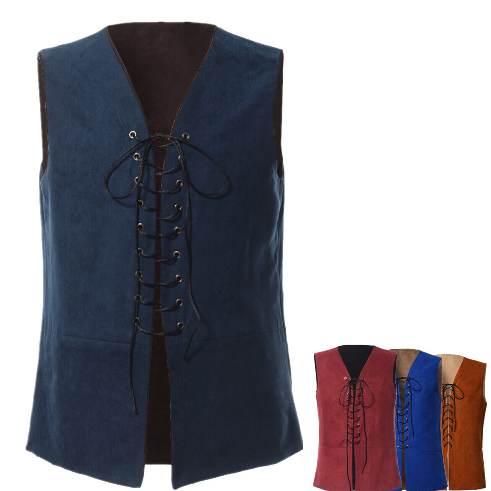 Medieval Mens Vest Pirate Vest Viking Renaissance Reversible Waistcoat ...
