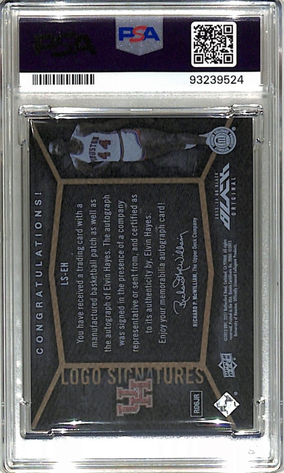 2013 UD Black Logo Signature ELVIN HAYES Signed UH Card #LS-EH PSA ...