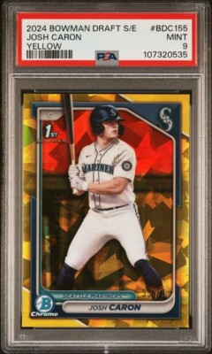2024 Bowman Draft Sapphire Yellow BDC-155 JOSH CARON 1st /75 - Mariners ...